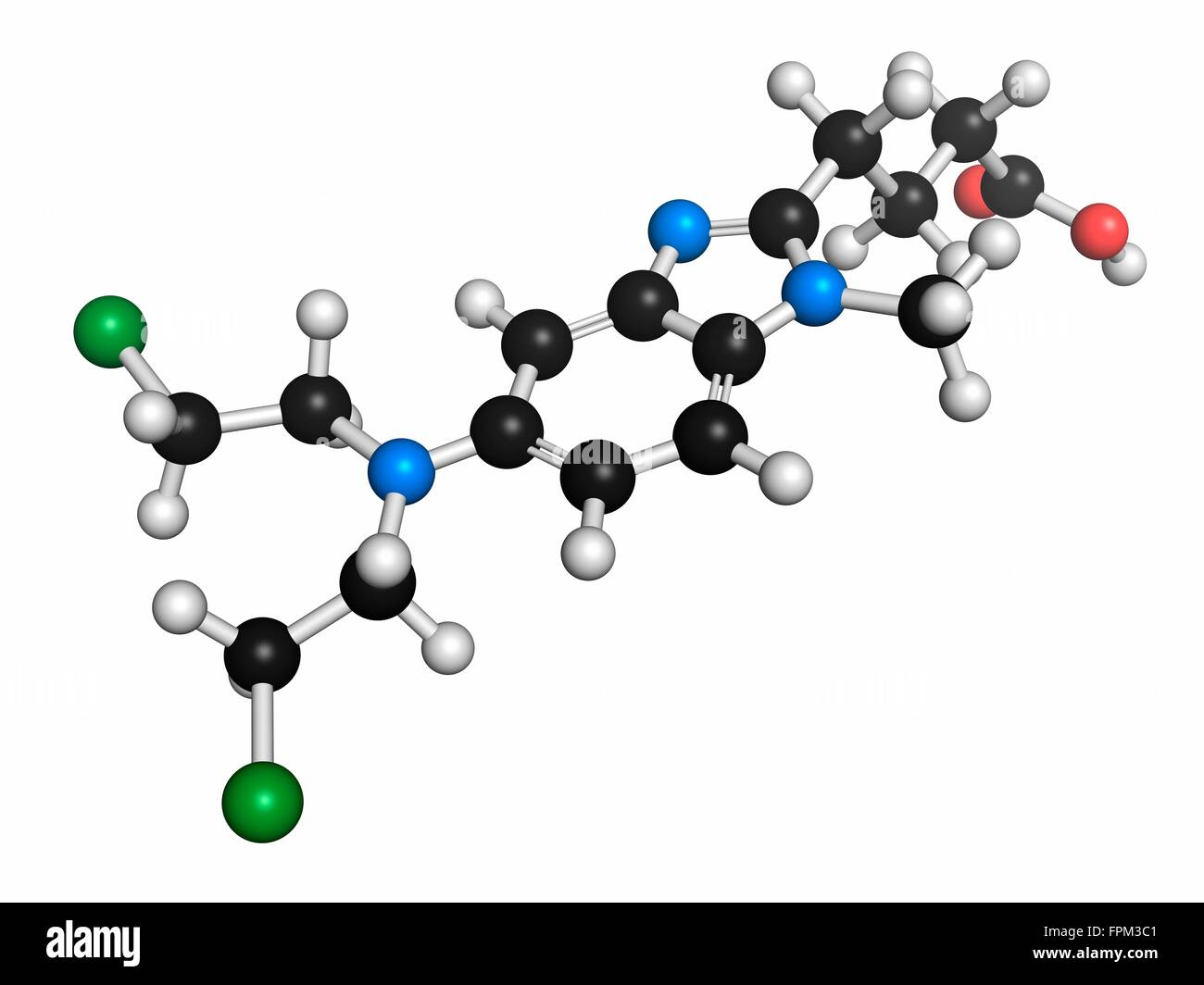 Bendamustine cancer chemotherapy drug molecule (nitrogen mustard ...