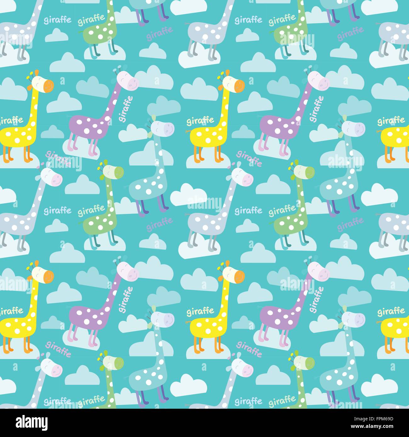 Beautiful blue pattern with giraffes Stock Vector Image & Art - Alamy