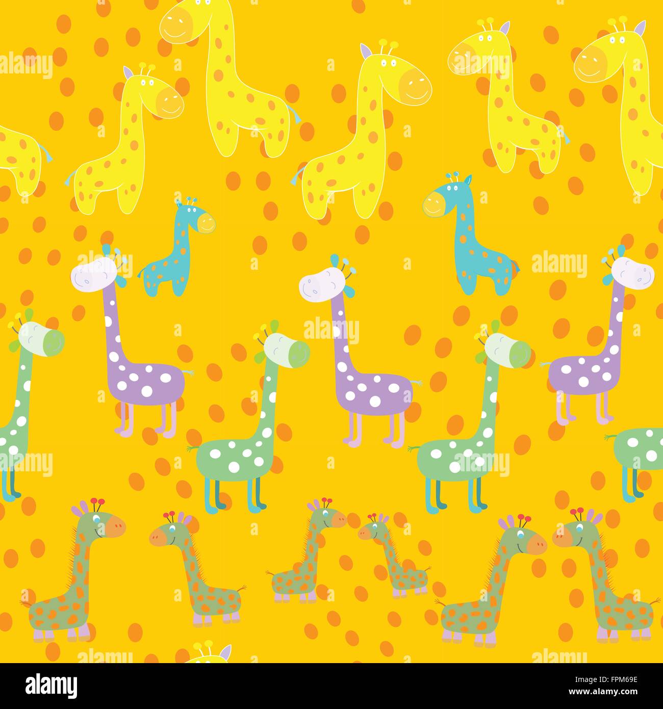 Beautiful orange pattern with giraffes. Seamless cute pattern with ...