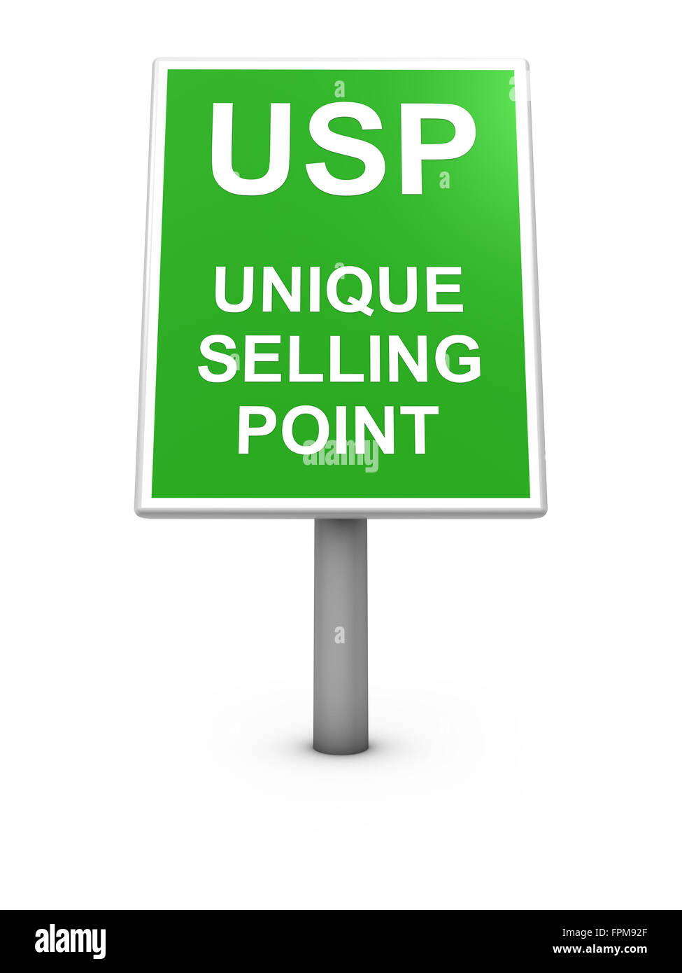 3D render of sign board with words "USP ultimate selling point Stock ...