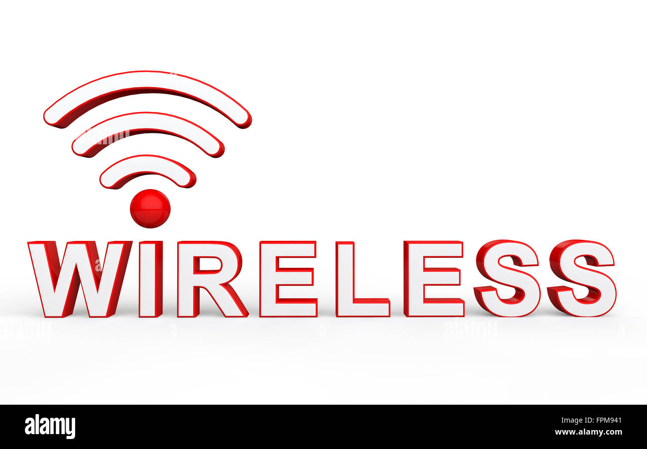 3d word wireless with signals Stock Photo - Alamy