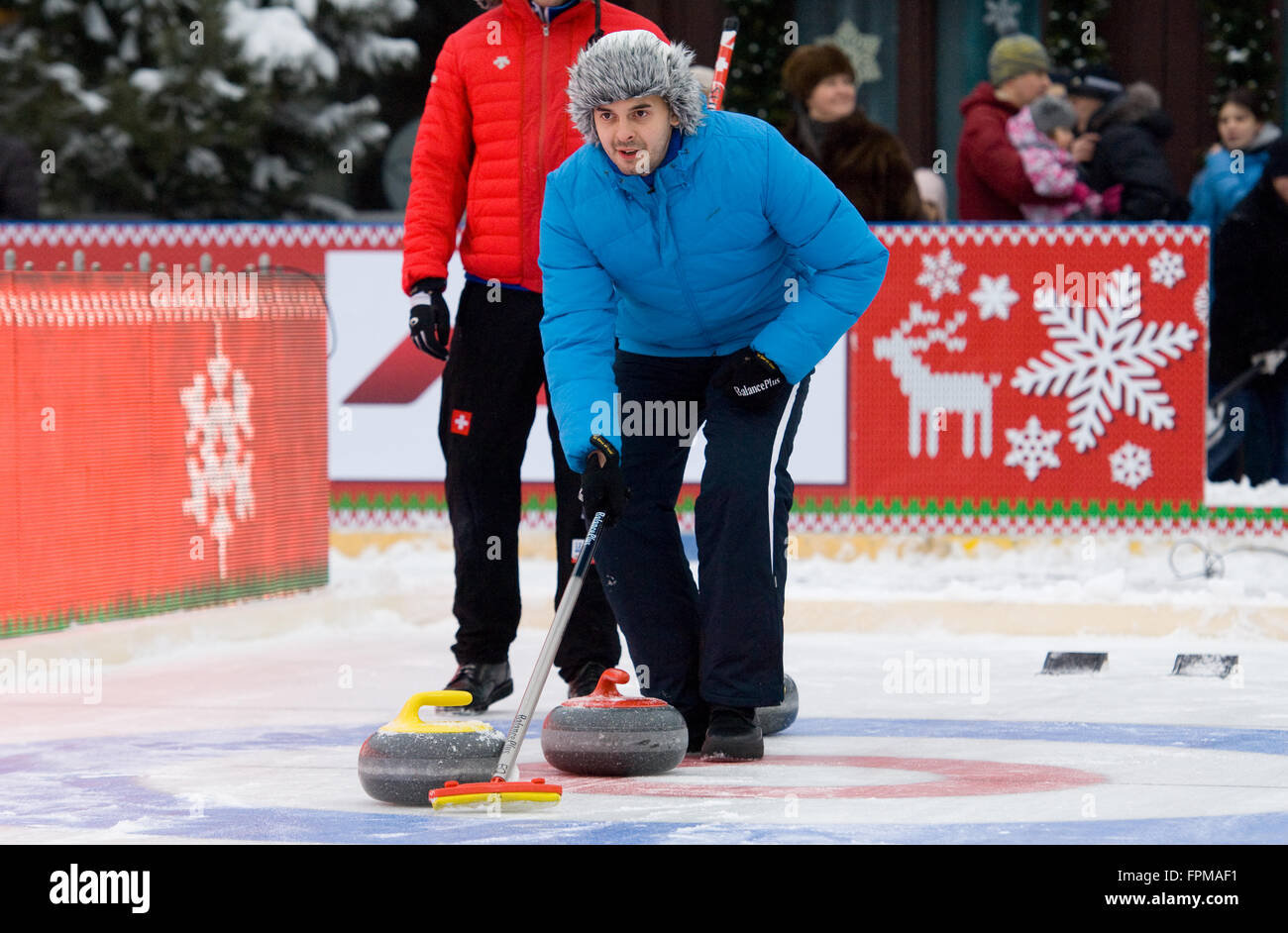 MOSCOW - JANUARY 17, 2016: Vasiliy Telezhkin in action on Russian ...