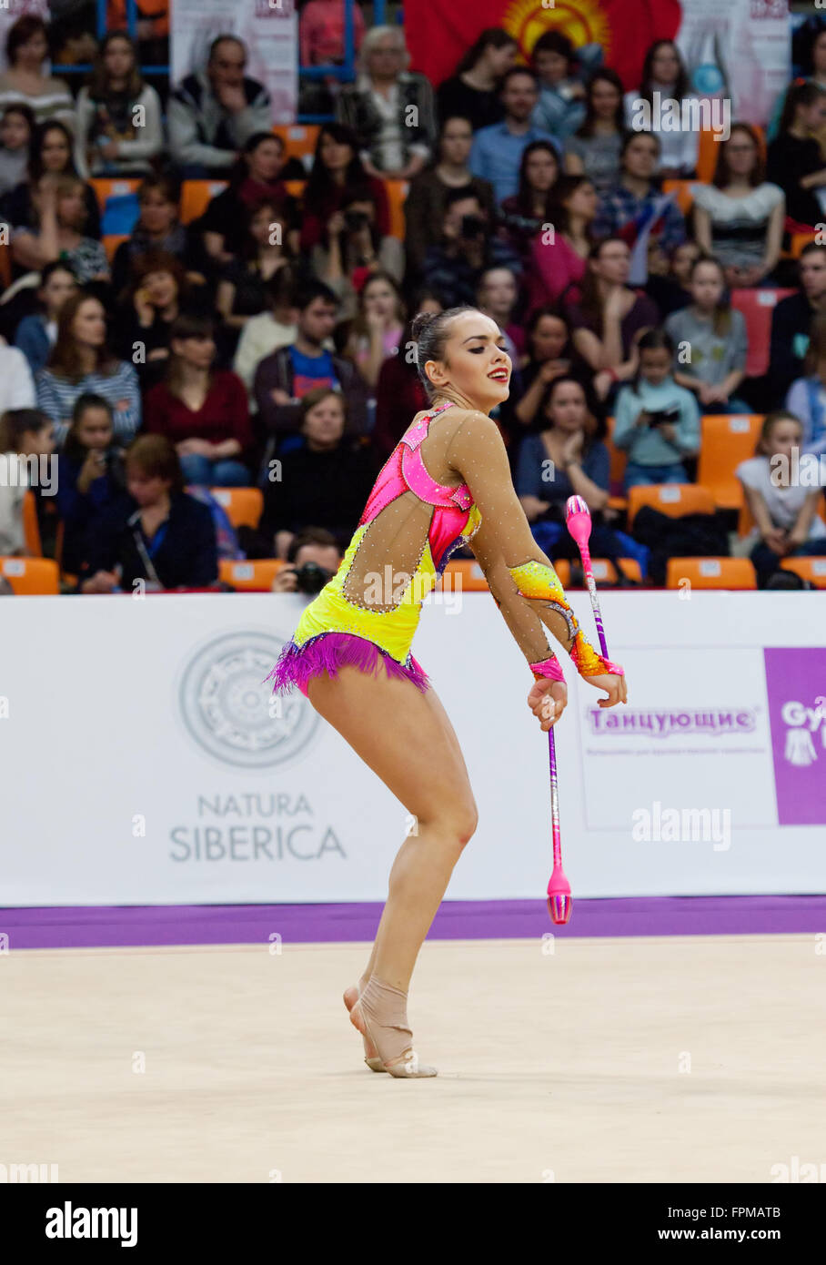 MOSCOW, RUSSIA - FEBRUARY 20, 2016: Milena Milacic, Serbia, on Rhythmic ...