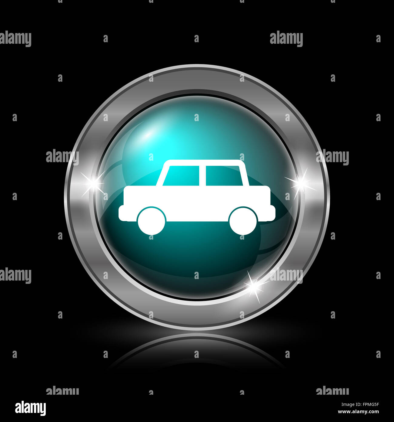 Car icon. Metallic internet button on black background Stock Photo - Alamy