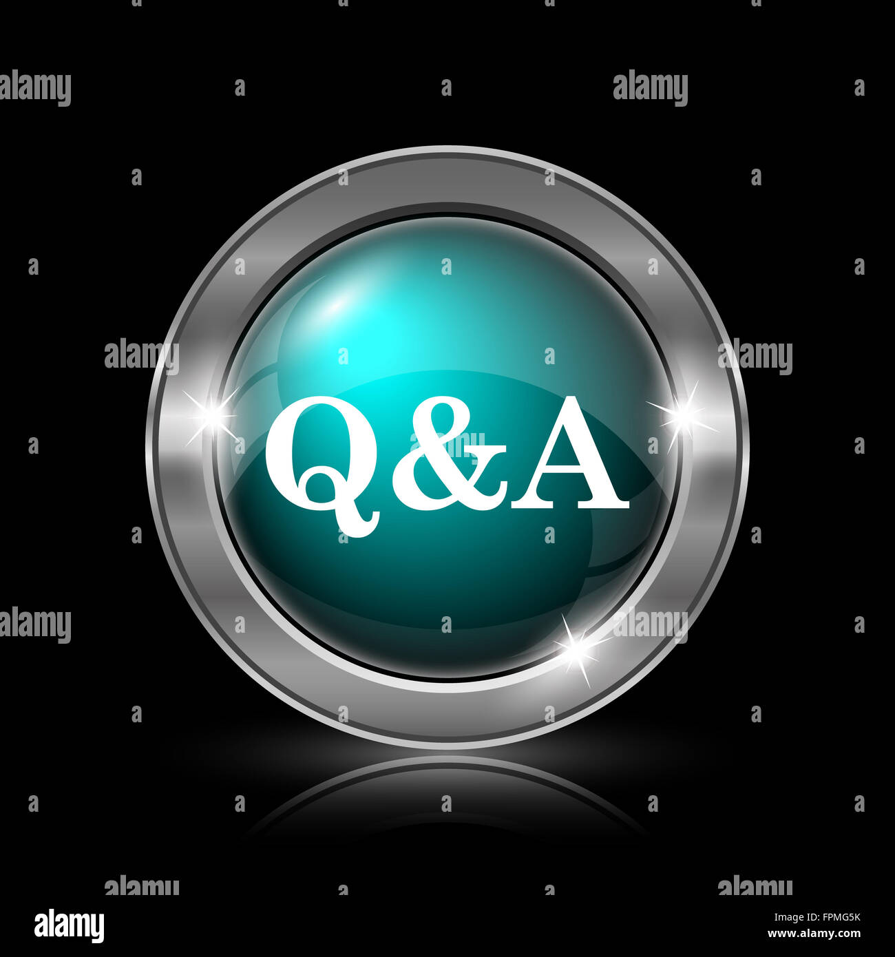 Q&A icon. Metallic internet button on black background Stock Photo - Alamy