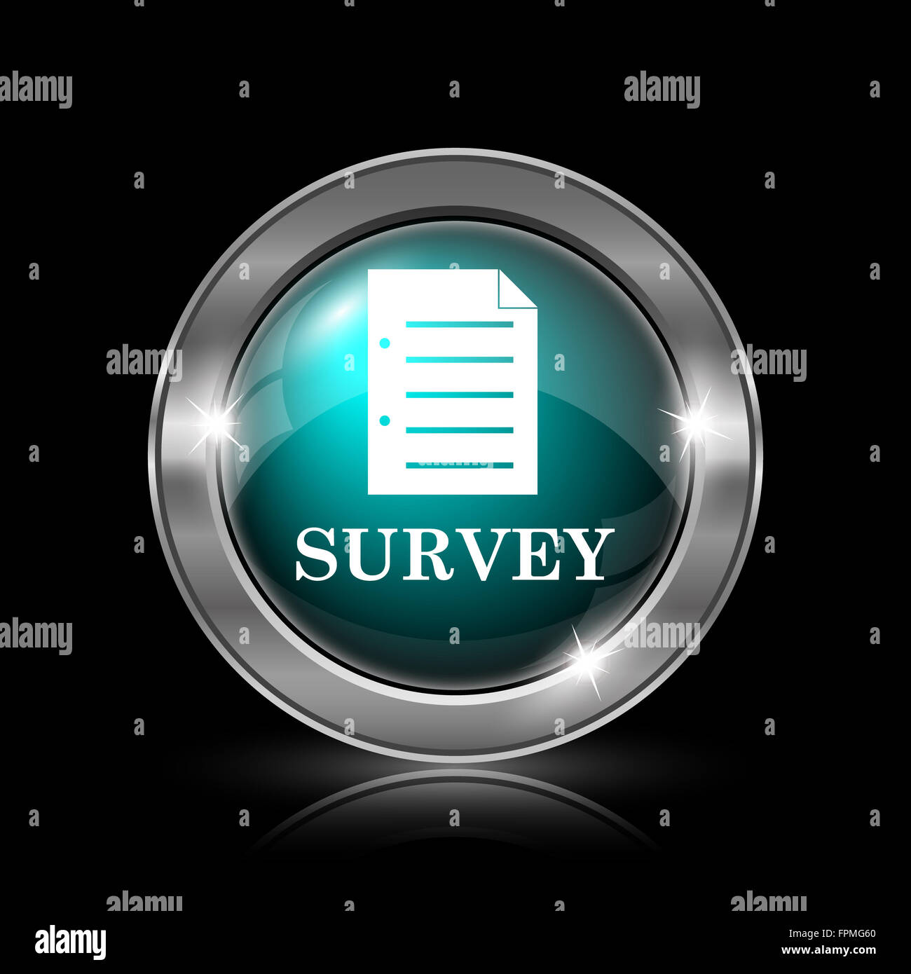 Survey icon. Metallic internet button on black background Stock Photo ...