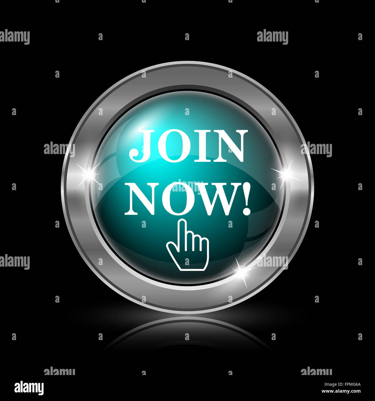 Join now icon. Metallic internet button on black background Stock Photo ...