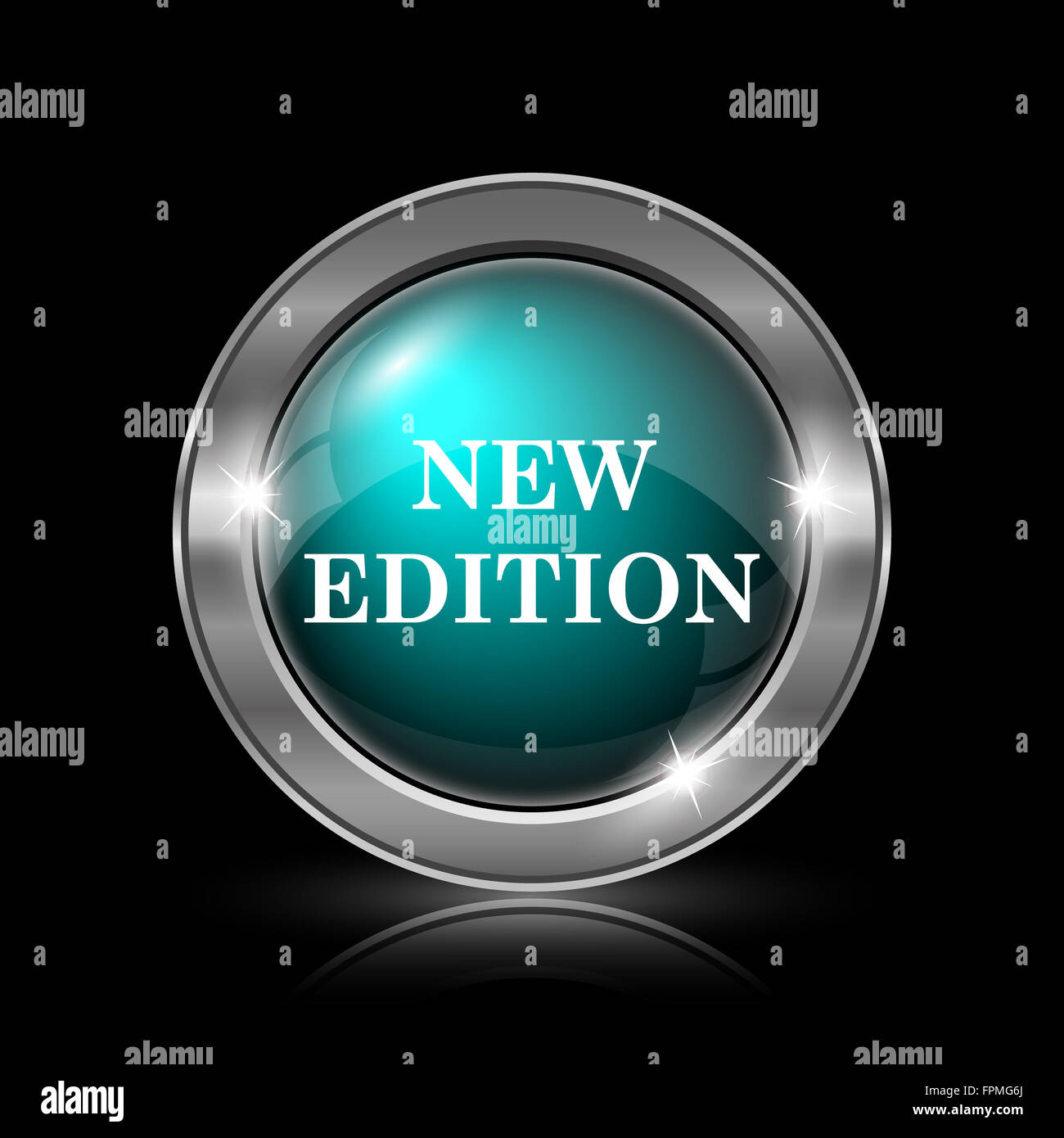 New edition icon. Metallic internet button on black background Stock ...