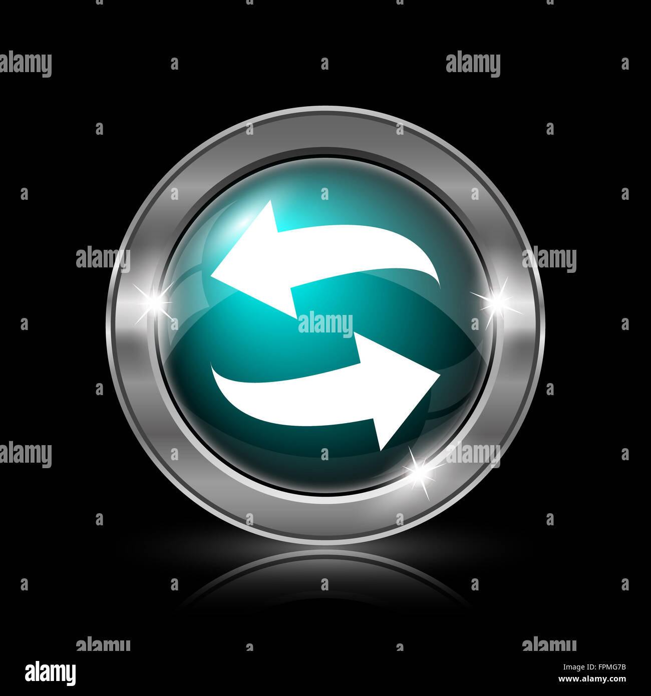 Swap icon. Metallic internet button on black background Stock Photo - Alamy