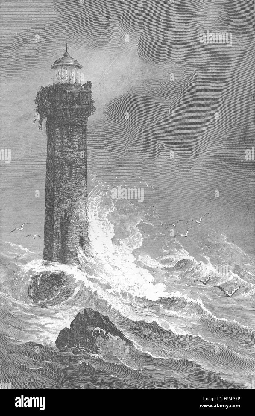 FLORIDA: Hazard Lighthouse , antique print 1880 Stock Photo - Alamy
