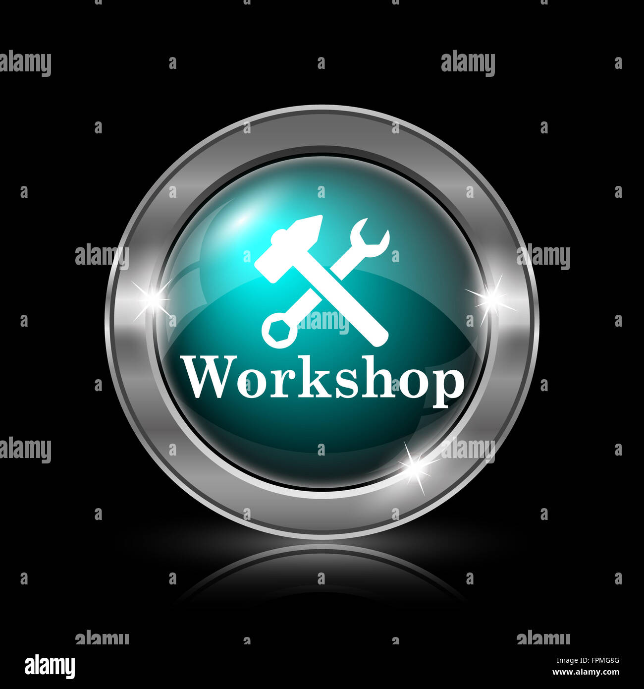 Workshop icon. Metallic internet button on black background Stock Photo ...
