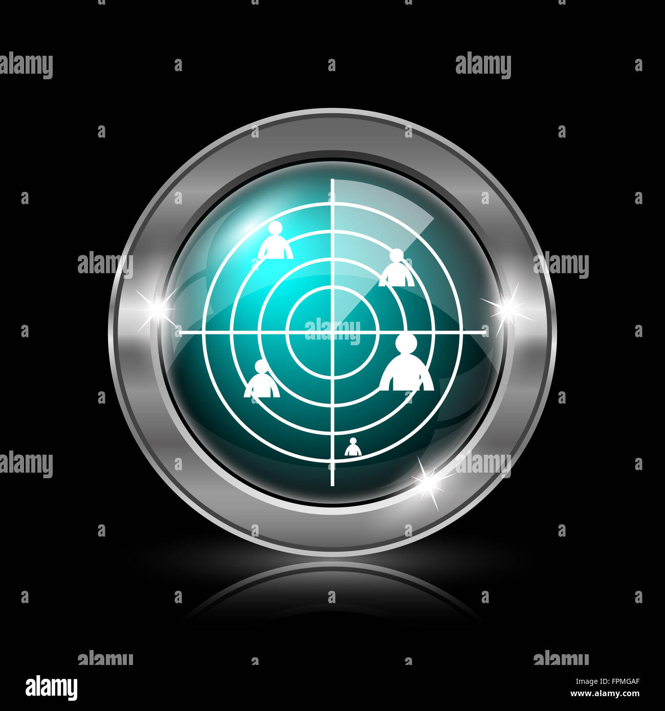 Radar icon. Metallic internet button on black background Stock Photo ...
