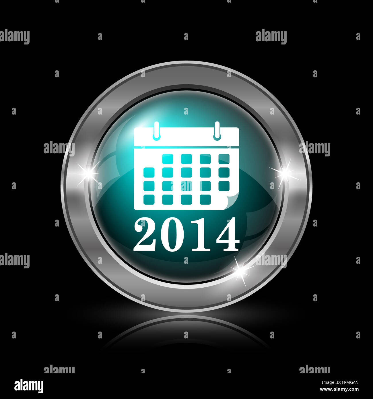 2014 calendar icon. Metallic internet button on black background Stock ...