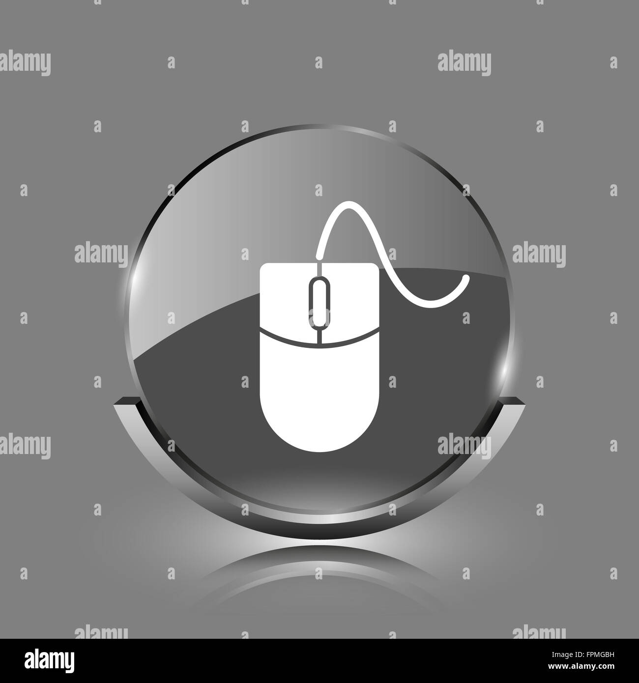 Mouse icon. Shiny glossy internet button on grey background Stock Photo ...