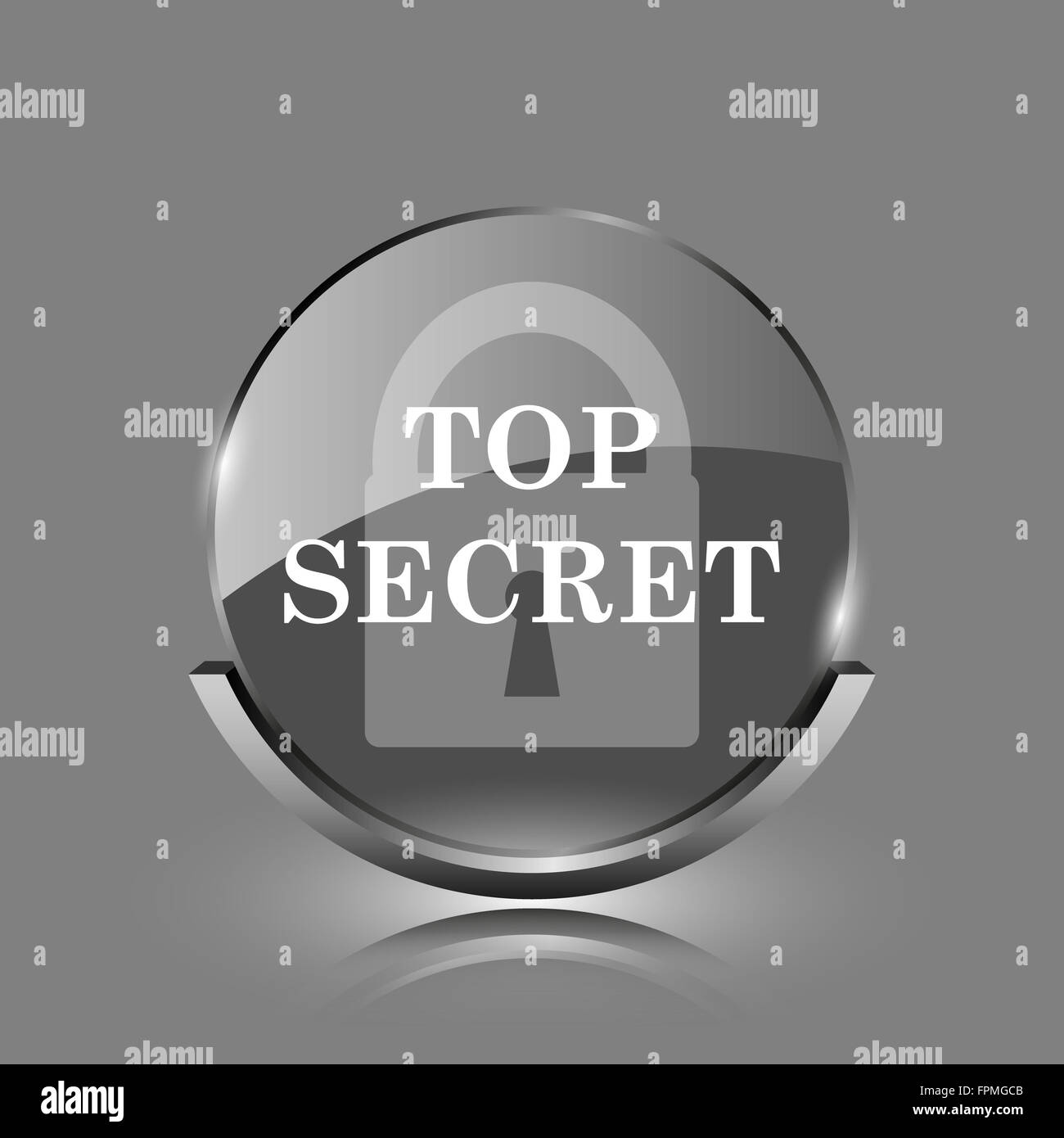 Top secret icon. Shiny glossy internet button on grey background Stock ...
