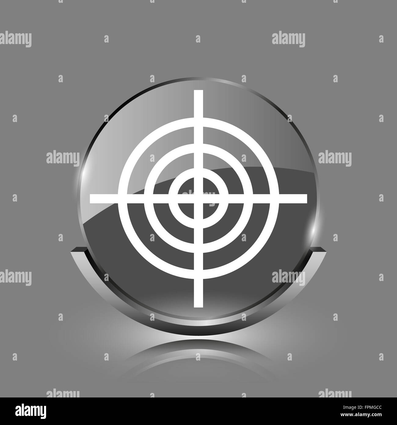 Target icon. Shiny glossy internet button on grey background Stock ...