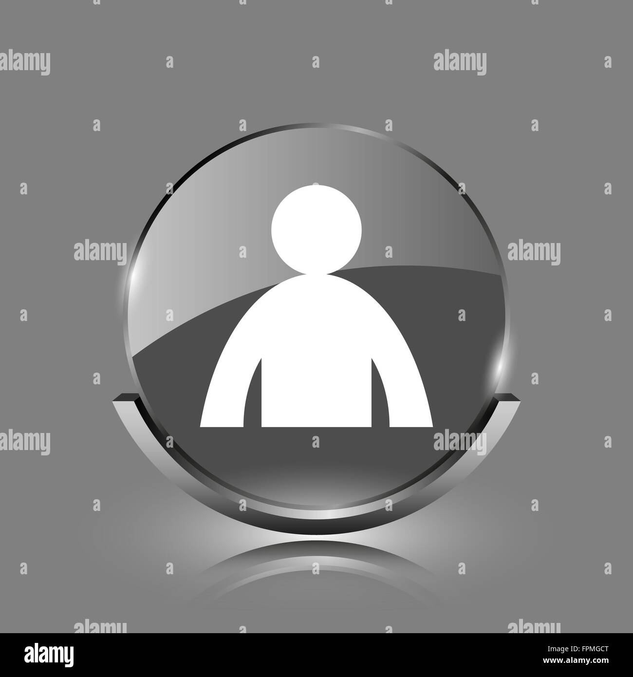 User profile icon. Shiny glossy internet button on grey background ...