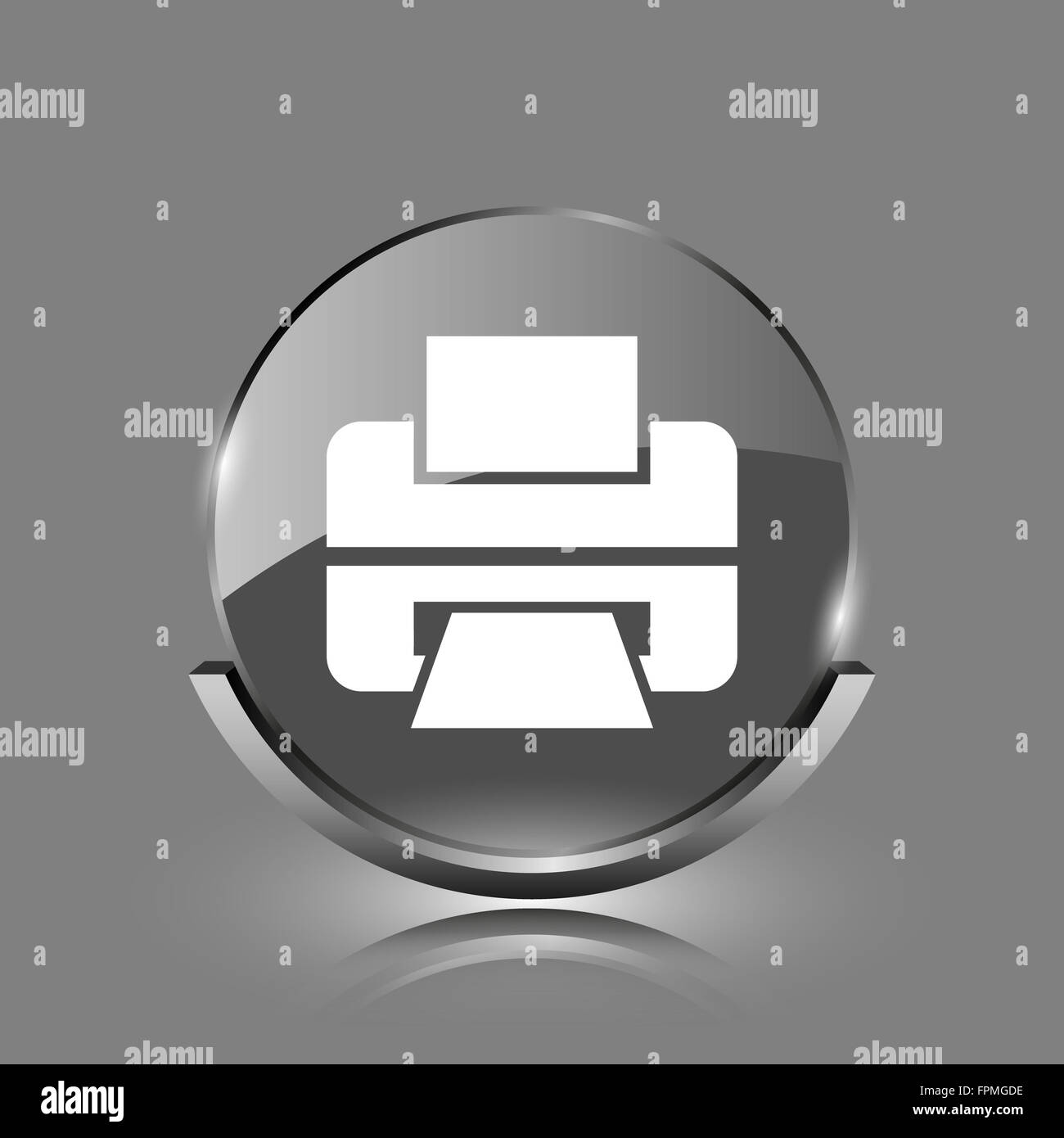 Printer icon. Shiny glossy internet button on grey background Stock ...