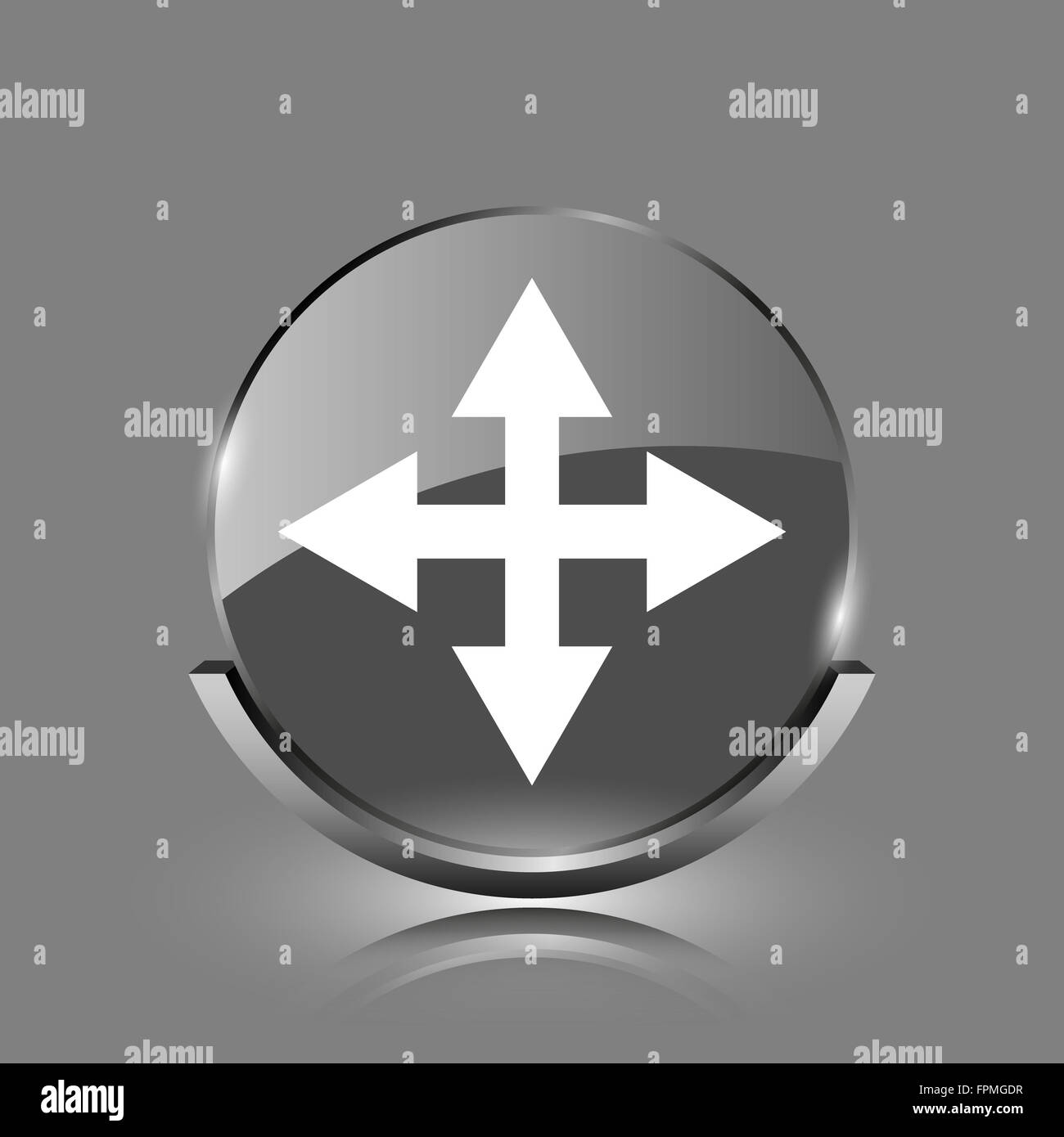 Full screen icon. Shiny glossy internet button on grey background Stock ...