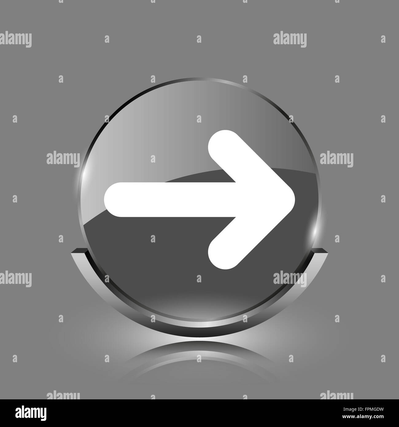 Right arrow icon. Shiny glossy internet button on grey background Stock ...