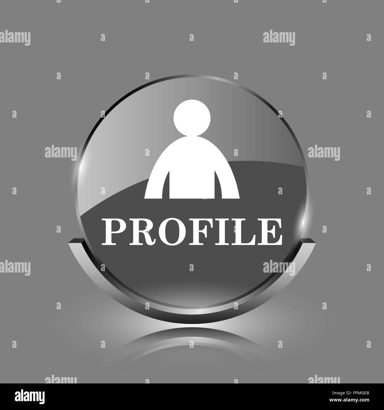 Profile icon. Shiny glossy internet button on grey background Stock ...