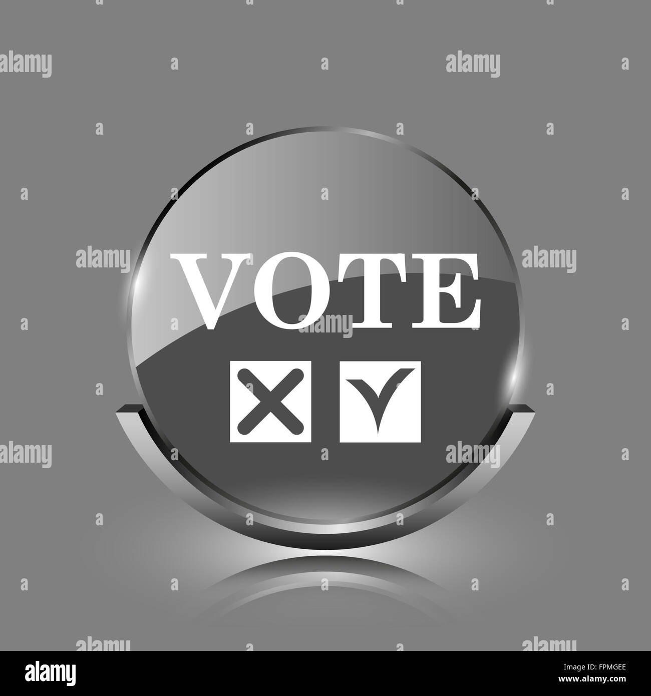 Vote icon. Shiny glossy internet button on grey background Stock Photo ...