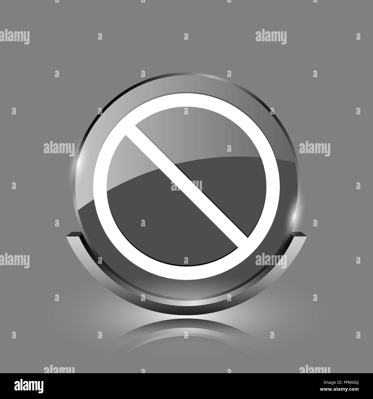 Forbidden icon. Shiny glossy internet button on grey background Stock ...