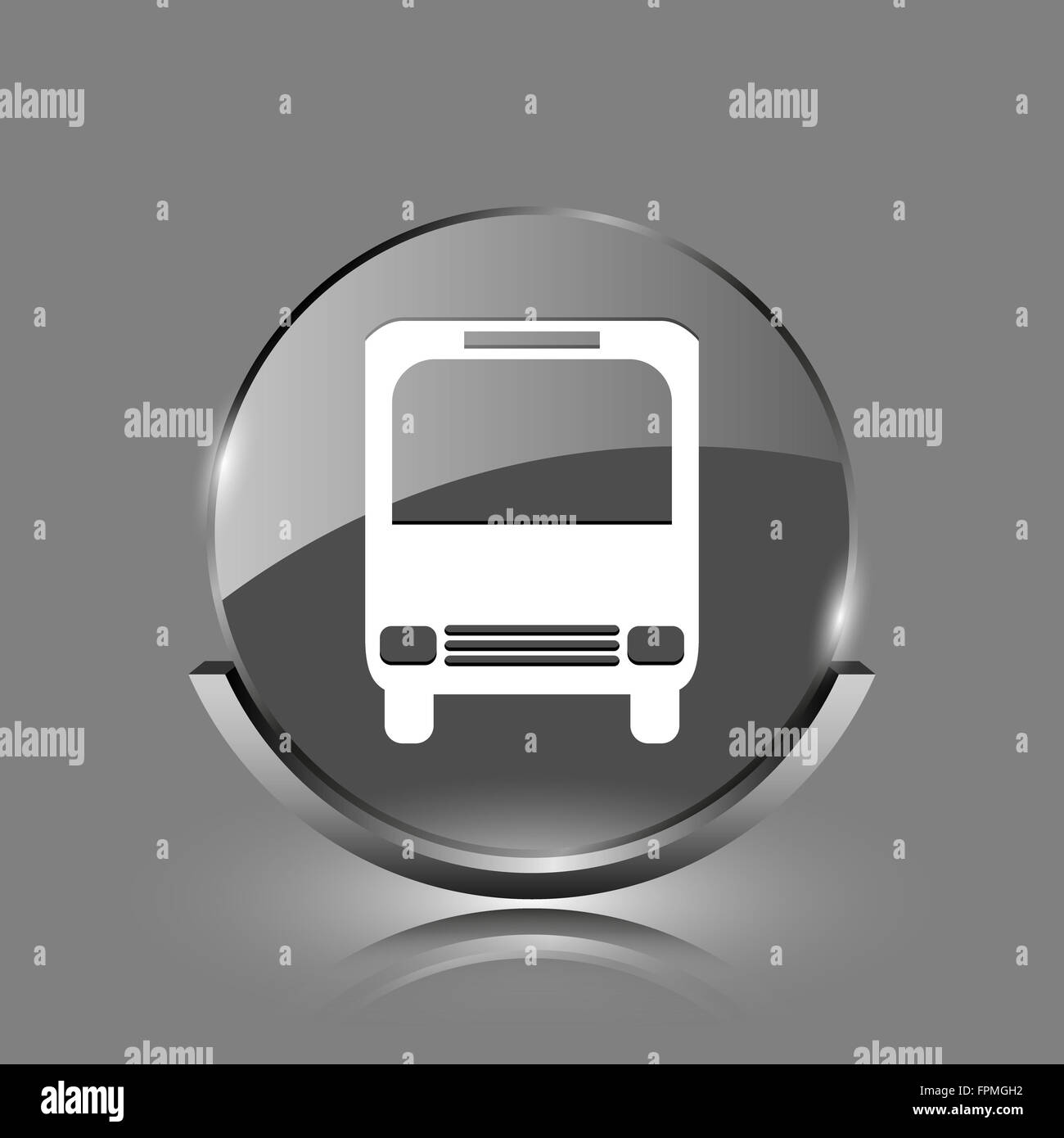 Bus icon. Shiny glossy internet button on grey background Stock Photo ...