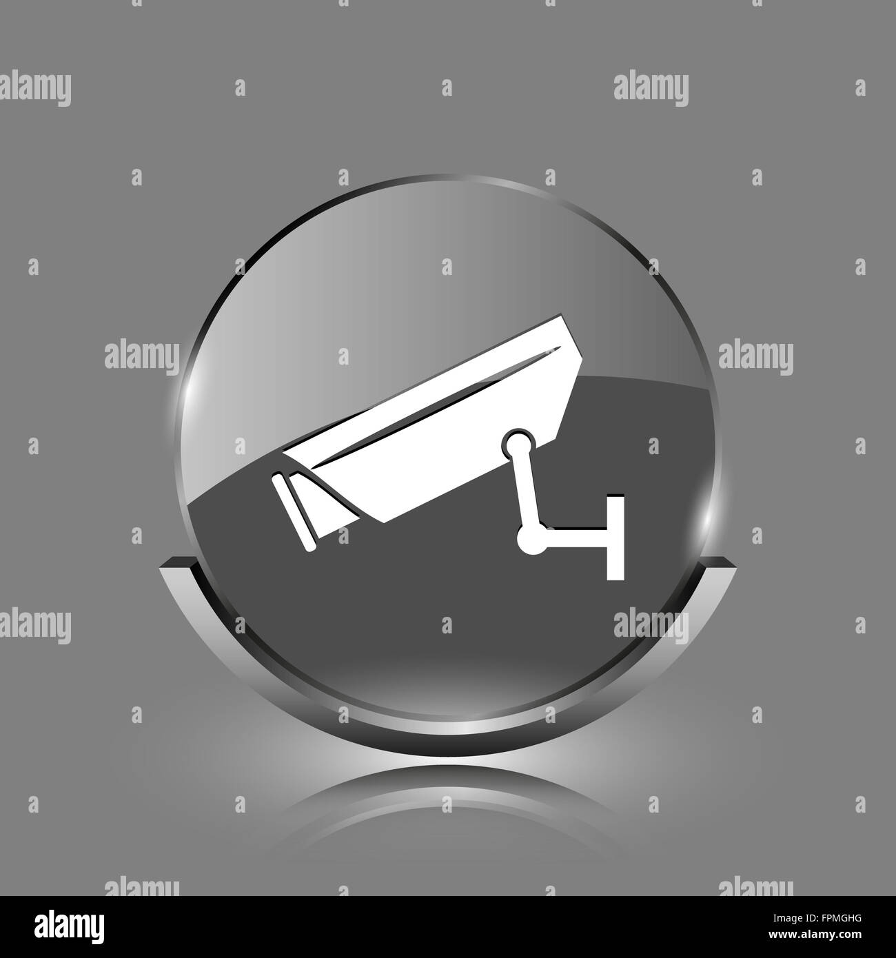 Surveillance camera icon. Shiny glossy internet button on grey ...