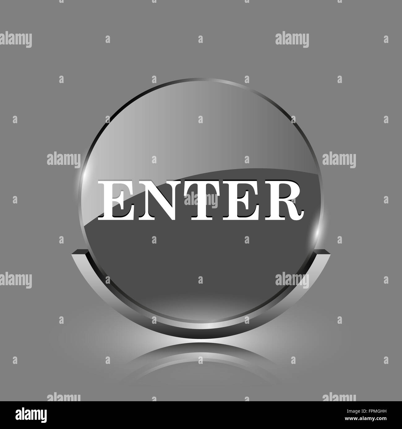 Enter icon. Shiny glossy internet button on grey background Stock Photo ...