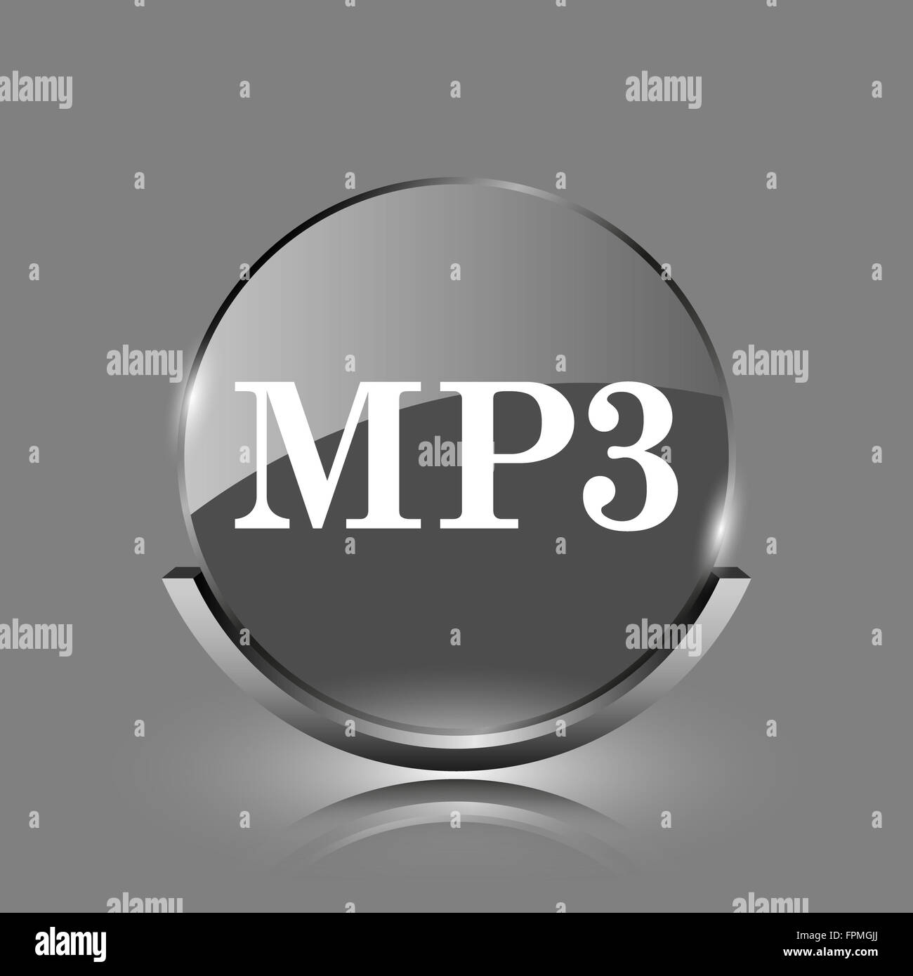 MP3 icon. Shiny glossy internet button on grey background Stock Photo ...