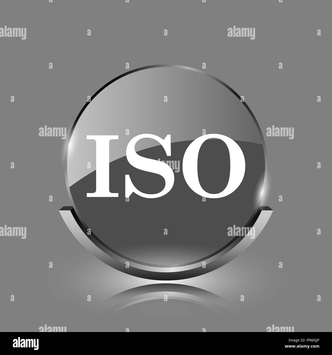 ISO icon. Shiny glossy internet button on grey background Stock Photo ...