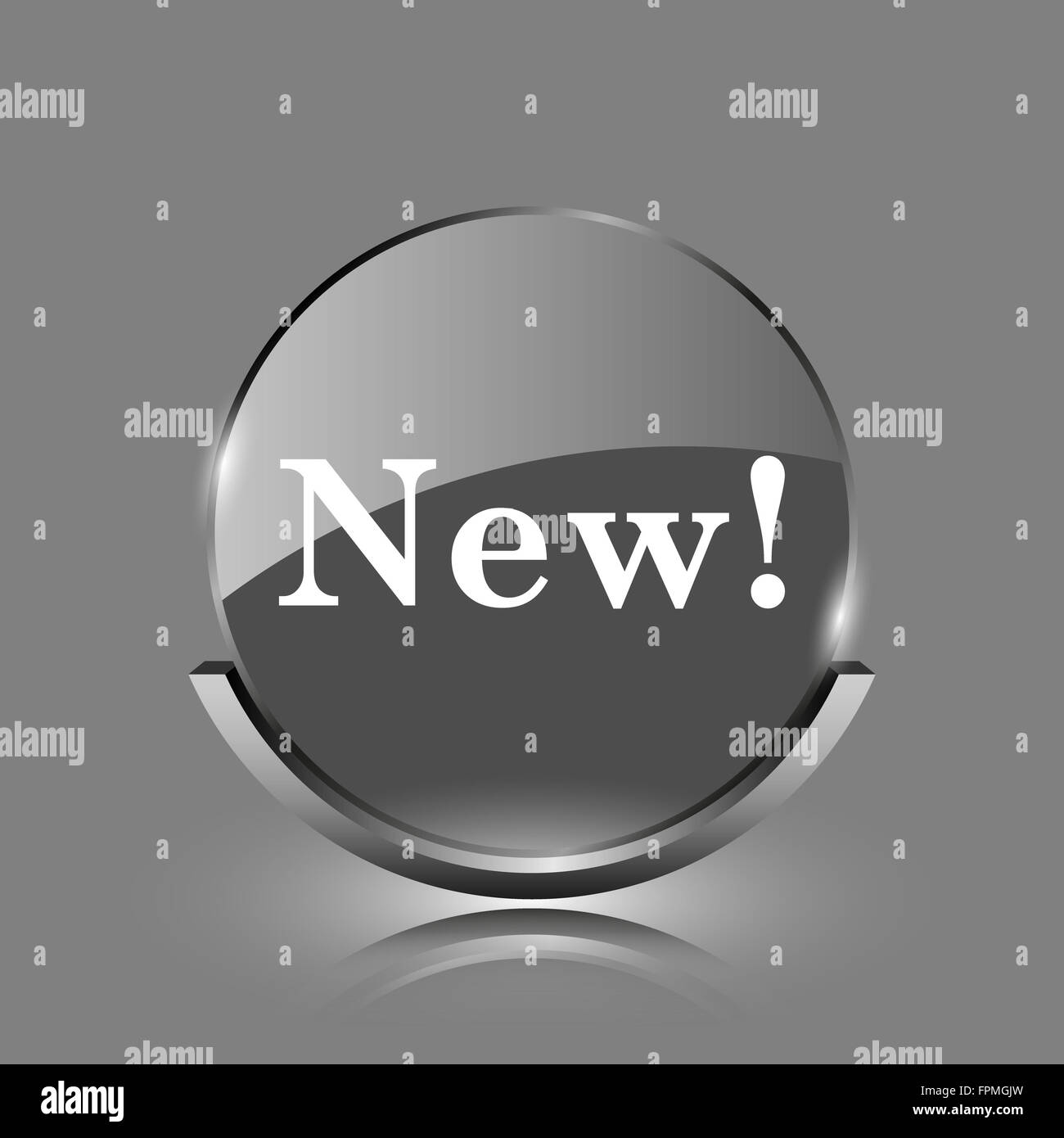 New icon. Shiny glossy internet button on grey background Stock Photo ...