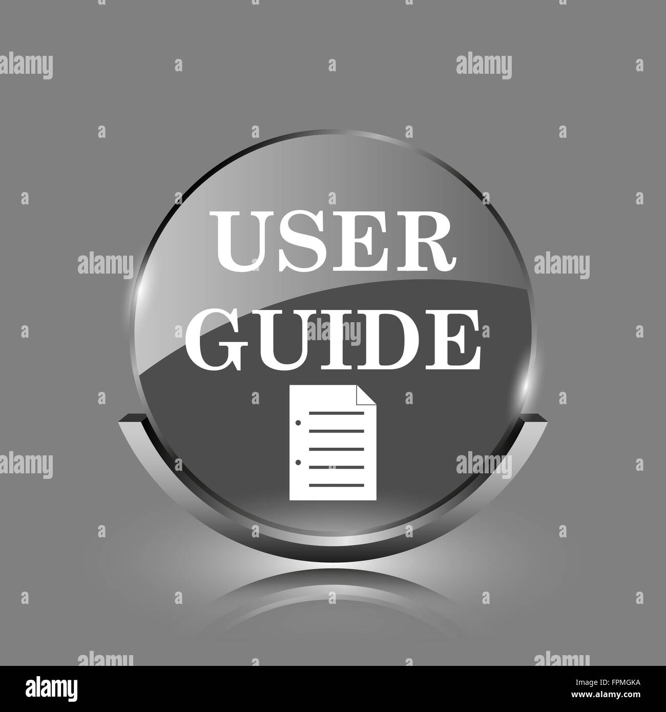 User guide icon. Shiny glossy internet button on grey background Stock ...