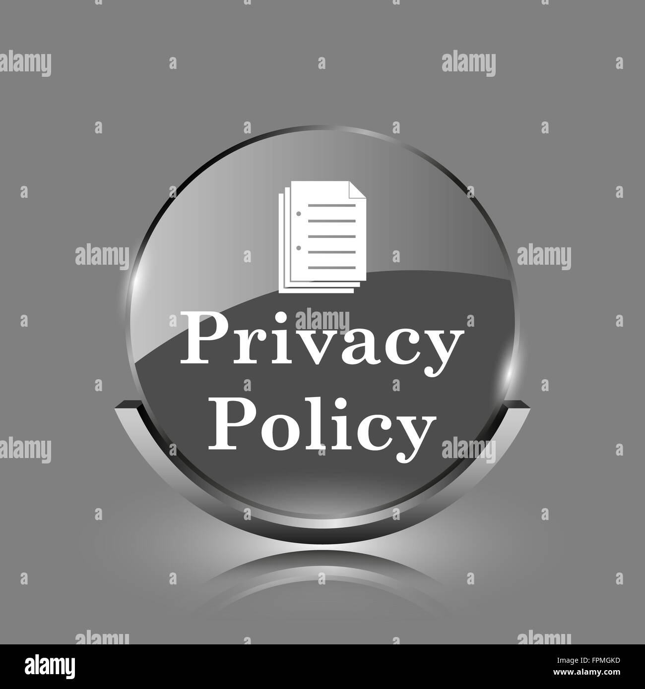 Privacy policy icon. Shiny glossy internet button on grey background ...