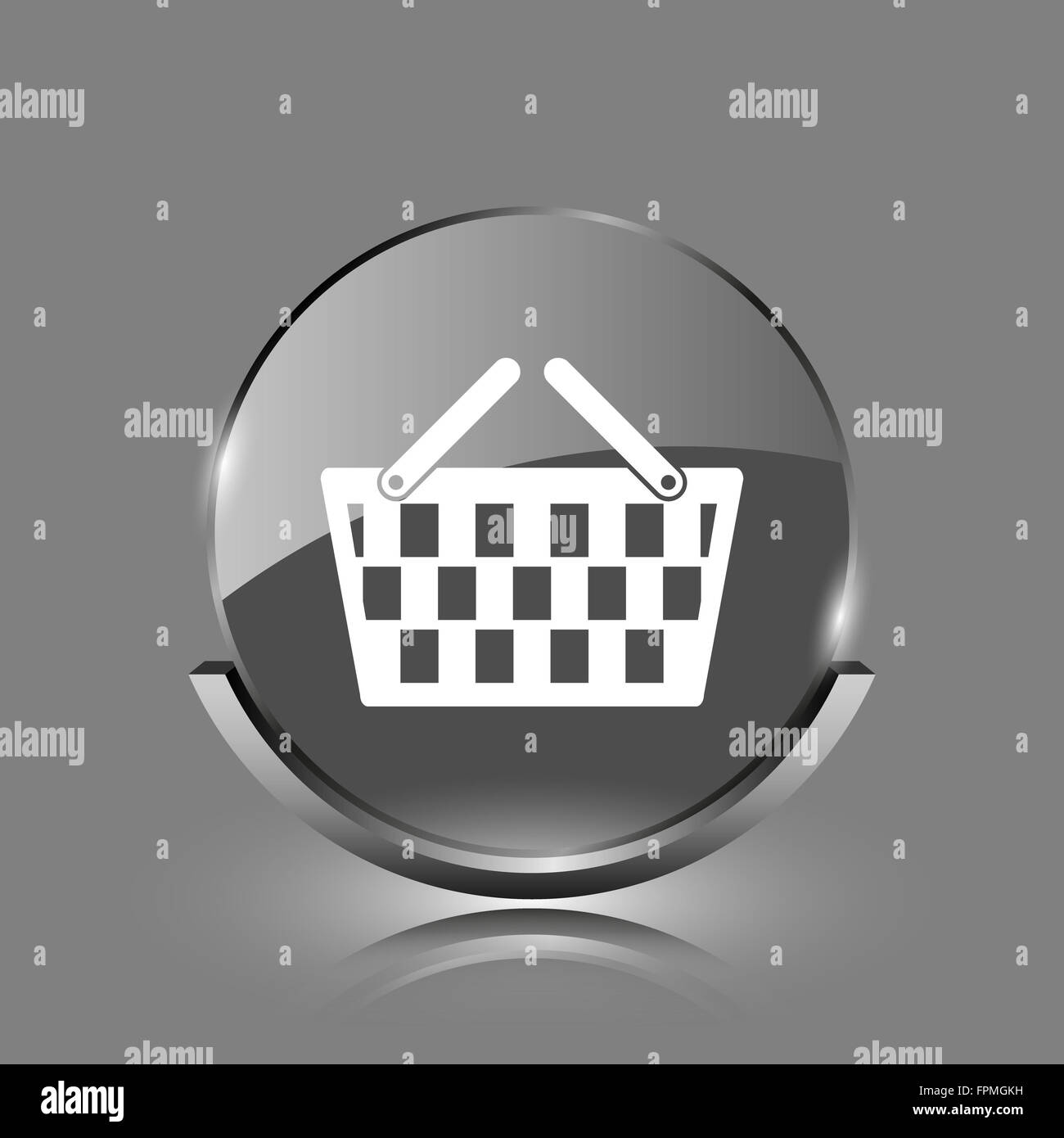 Shopping basket icon. Shiny glossy internet button on grey background ...