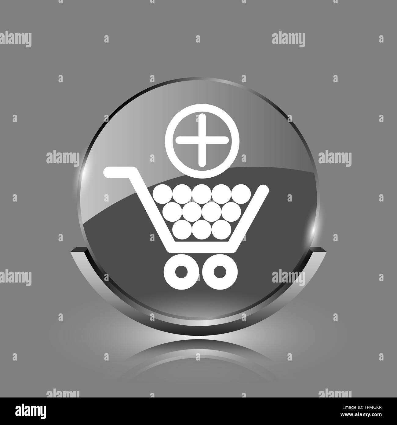 Add to shopping cart icon. Shiny glossy internet button on grey ...