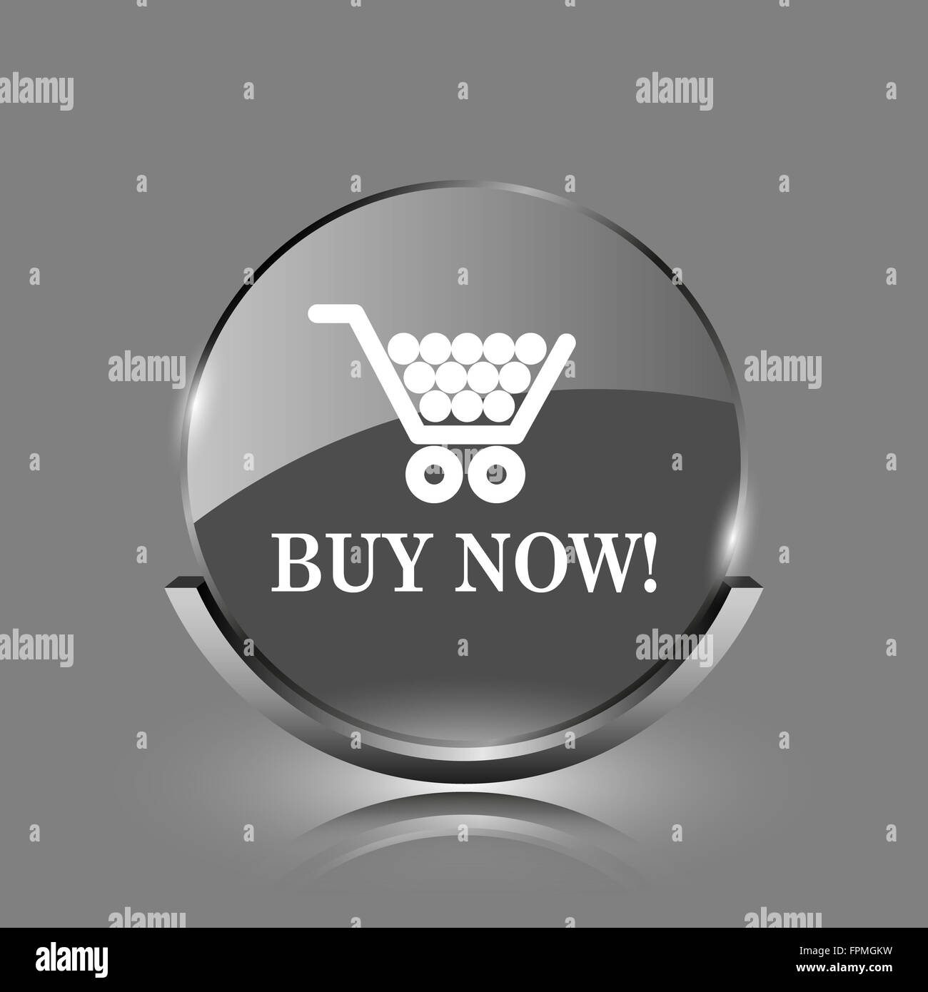 Buy now shopping cart icon. Shiny glossy internet button on grey ...