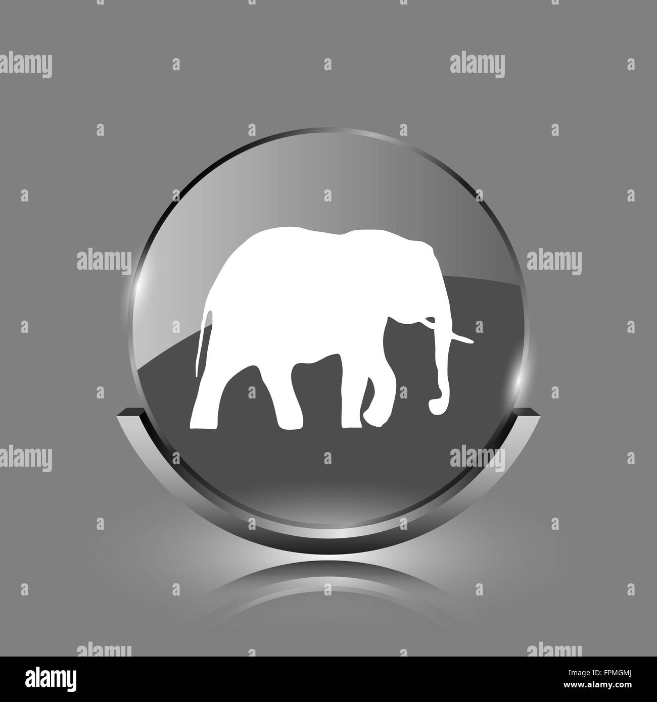 Elephant icon. Shiny glossy internet button on grey background Stock ...