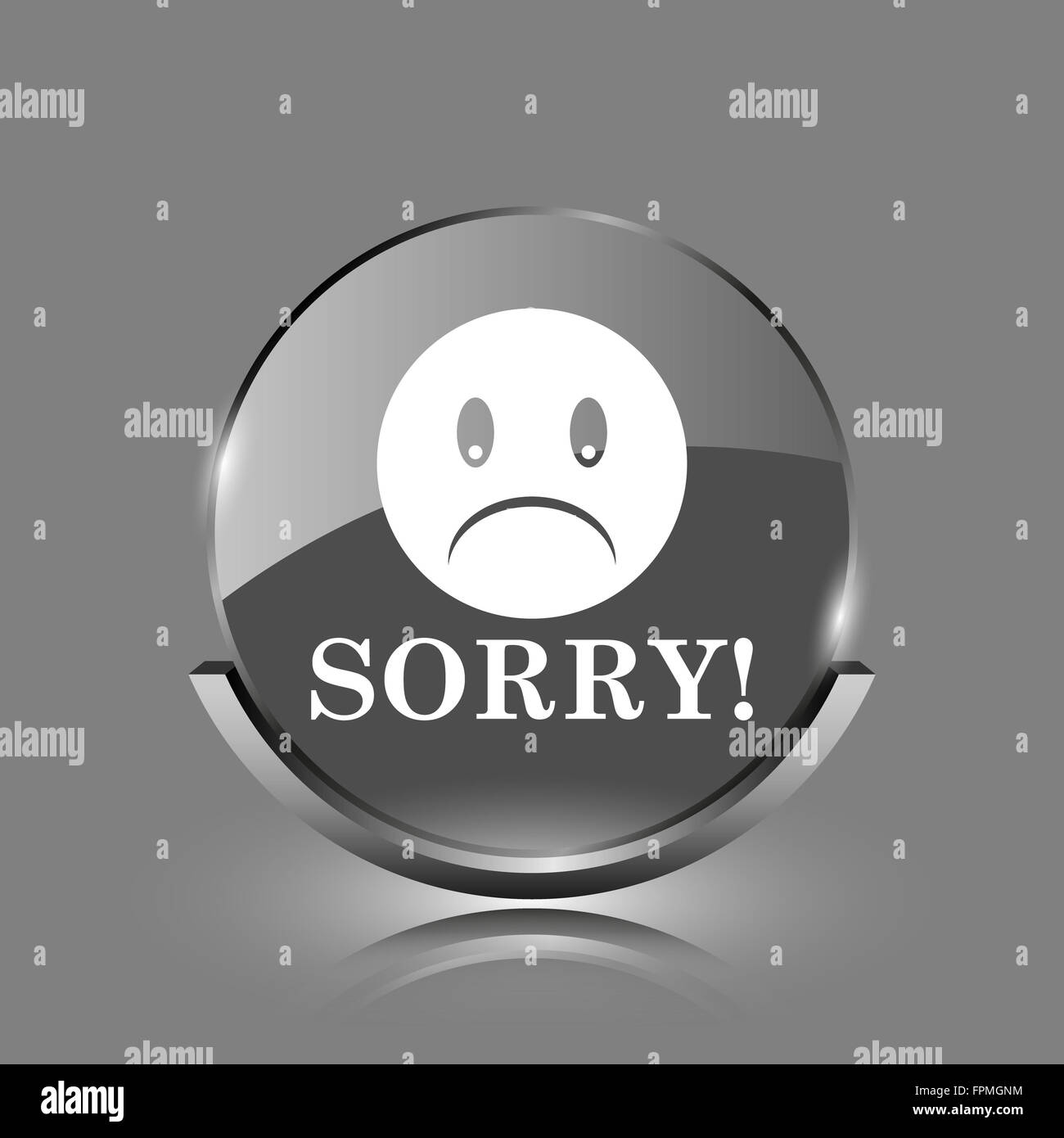 Sorry icon. Shiny glossy internet button on grey background Stock Photo ...
