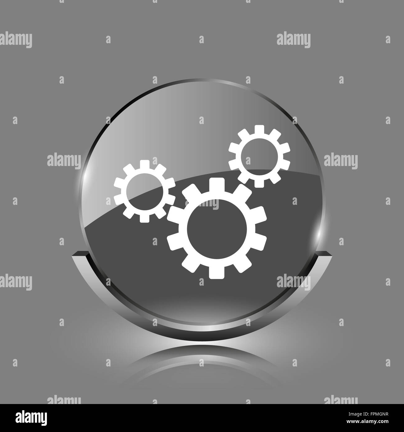 Settings icon. Shiny glossy internet button on grey background Stock ...