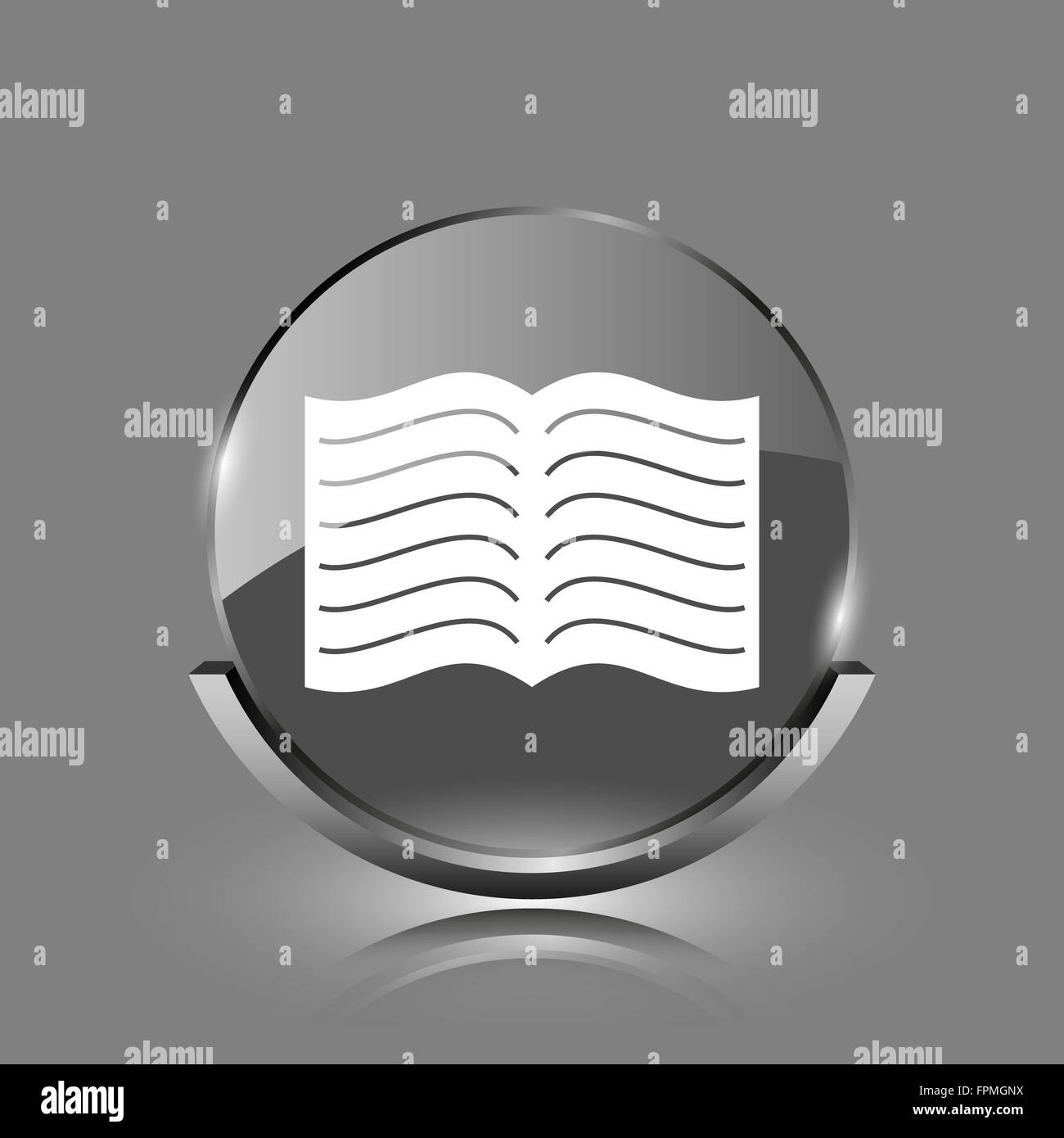 Book icon. Shiny glossy internet button on grey background Stock Photo ...