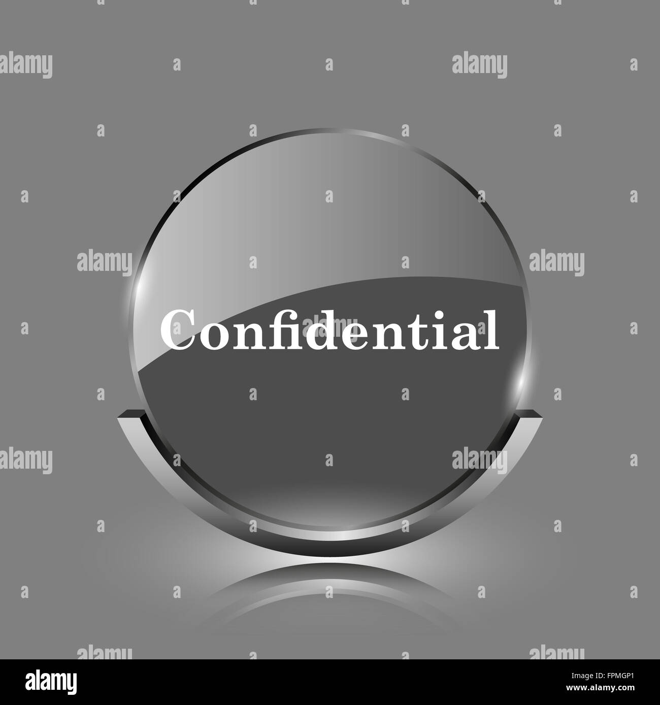 Confidential icon. Shiny glossy internet button on grey background ...