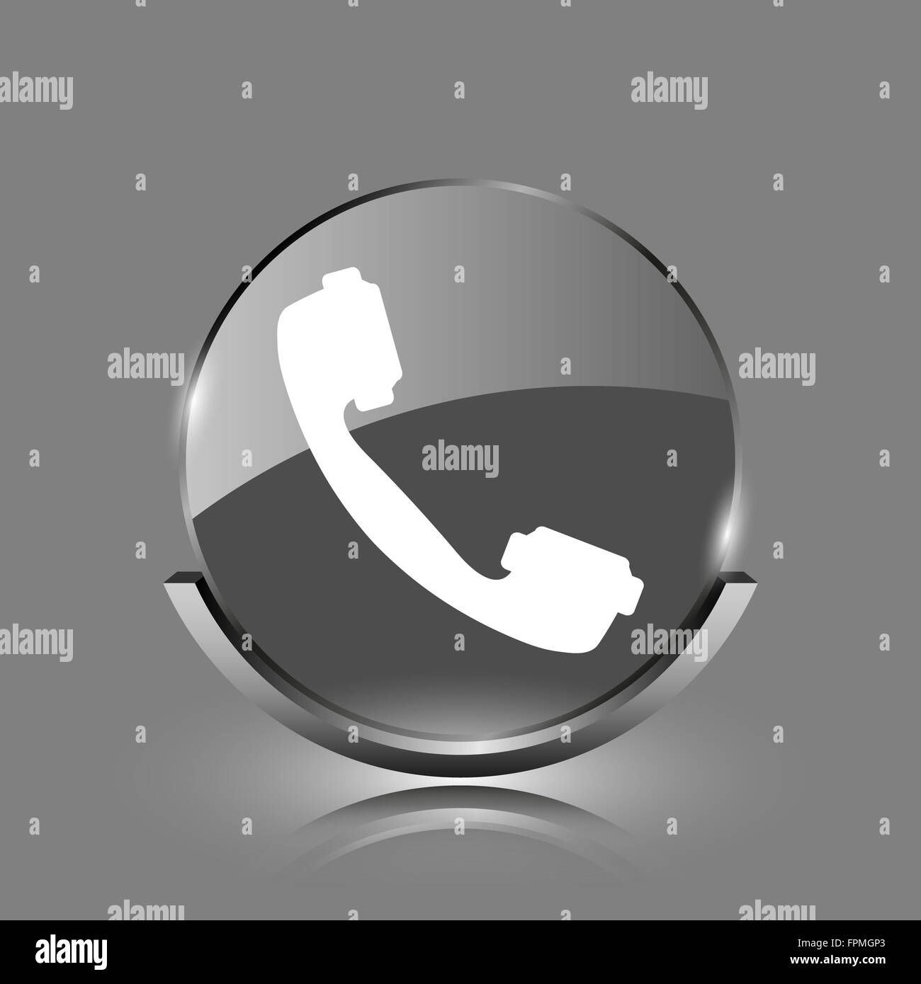 Phone icon. Shiny glossy internet button on grey background Stock Photo ...