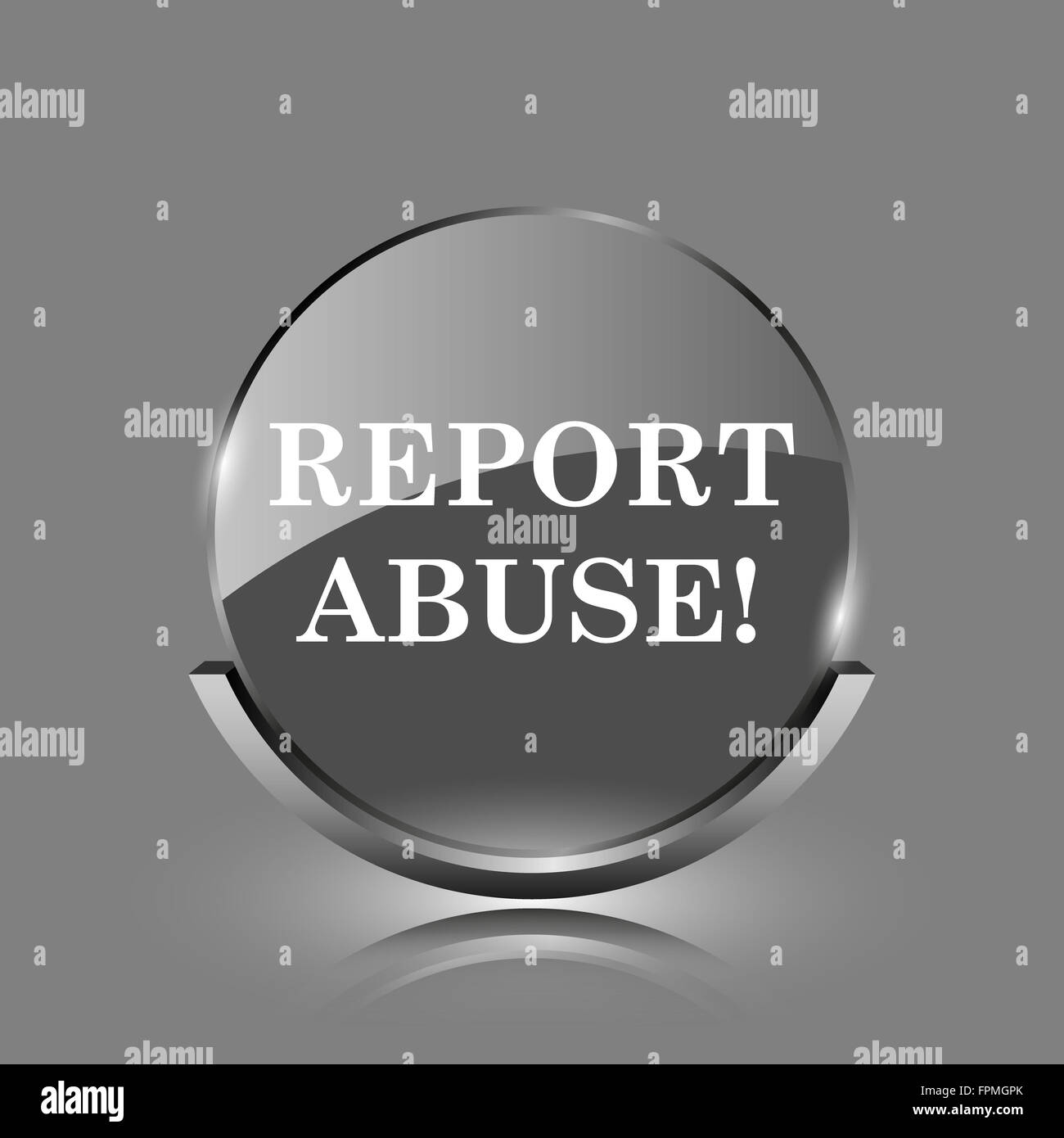 Report abuse icon. Shiny glossy internet button on grey background ...