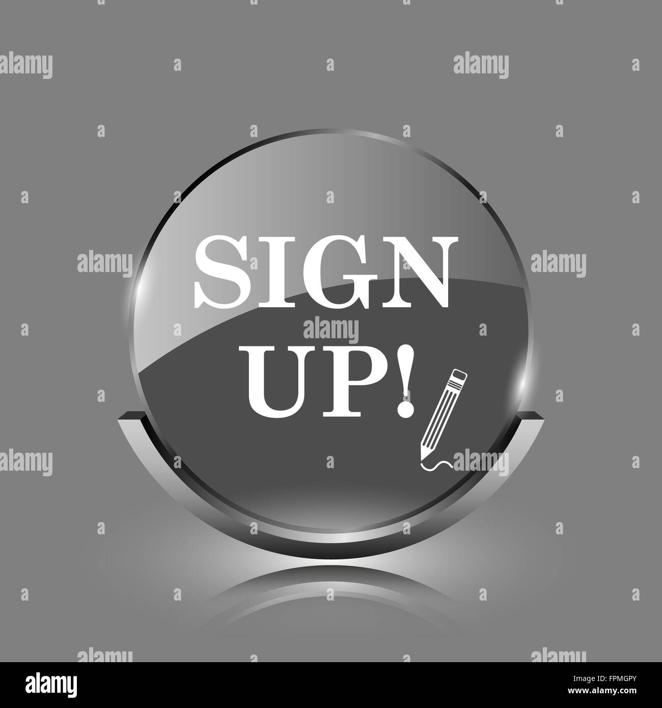 Sign up icon. Shiny glossy internet button on grey background Stock ...