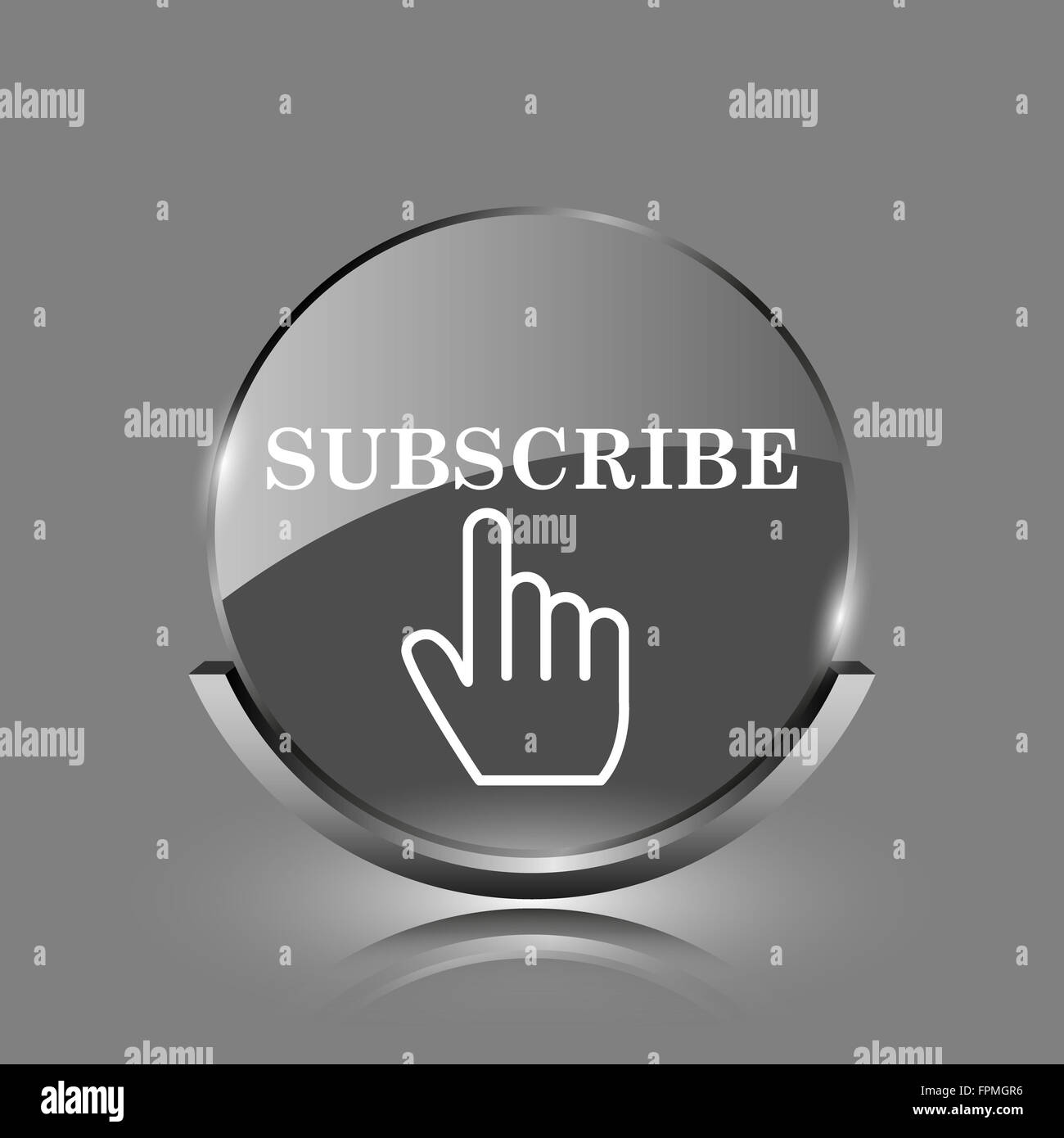 Subscribe icon. Shiny glossy internet button on grey background Stock ...