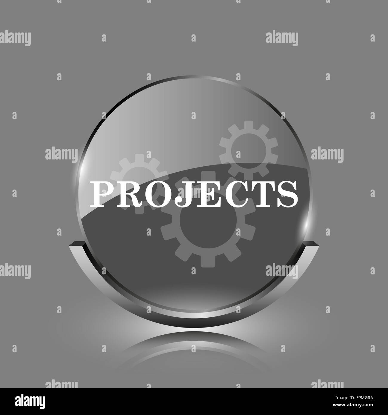 Projects icon. Shiny glossy internet button on grey background Stock ...