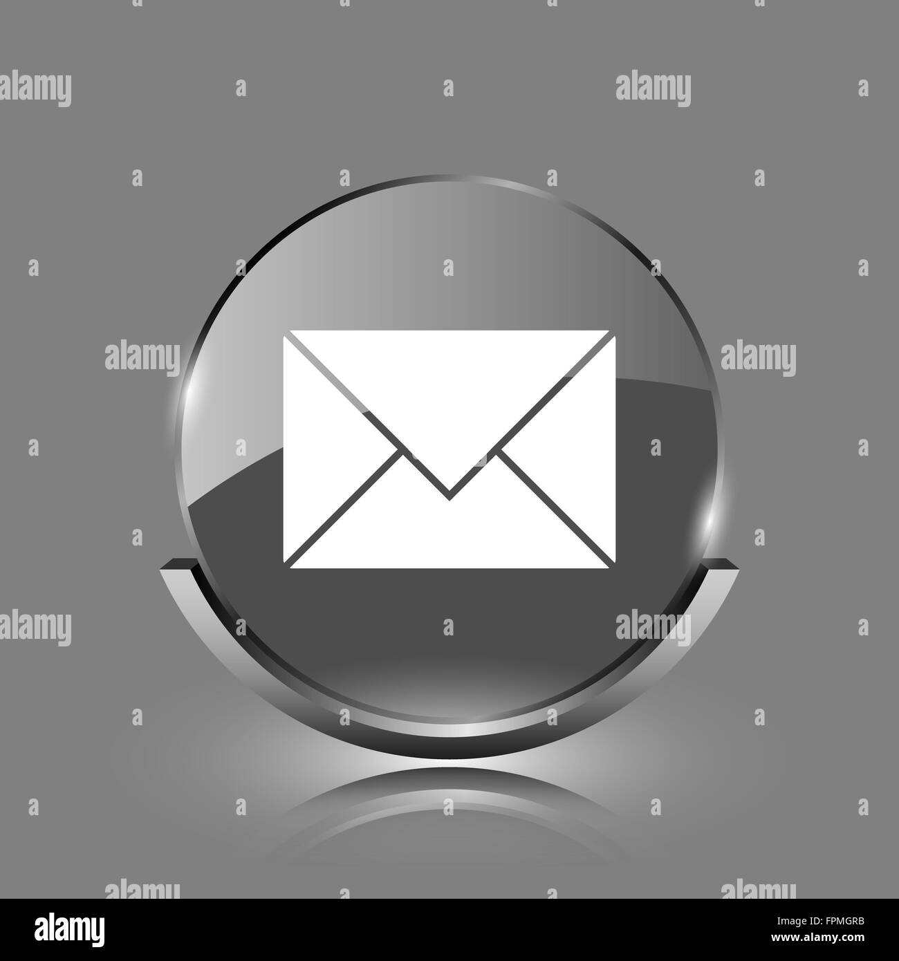 E-mail icon. Shiny glossy internet button on grey background Stock ...