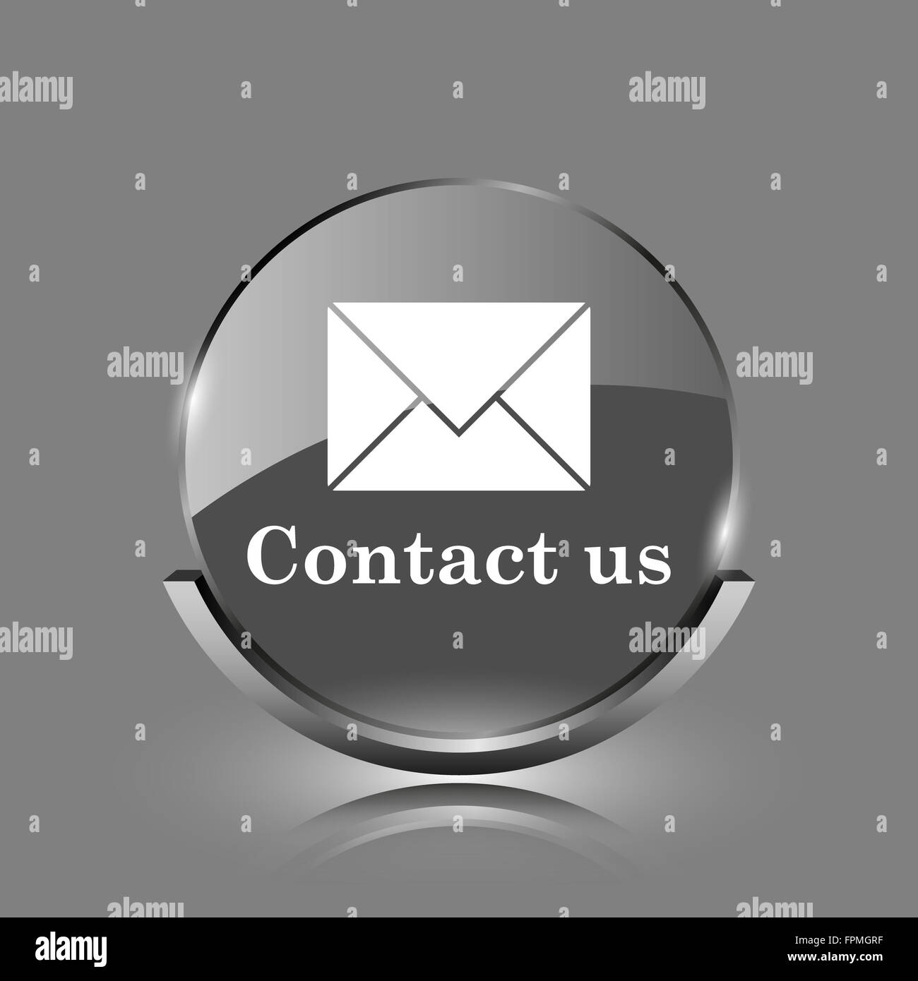 Contact us icon. Shiny glossy internet button on grey background Stock ...